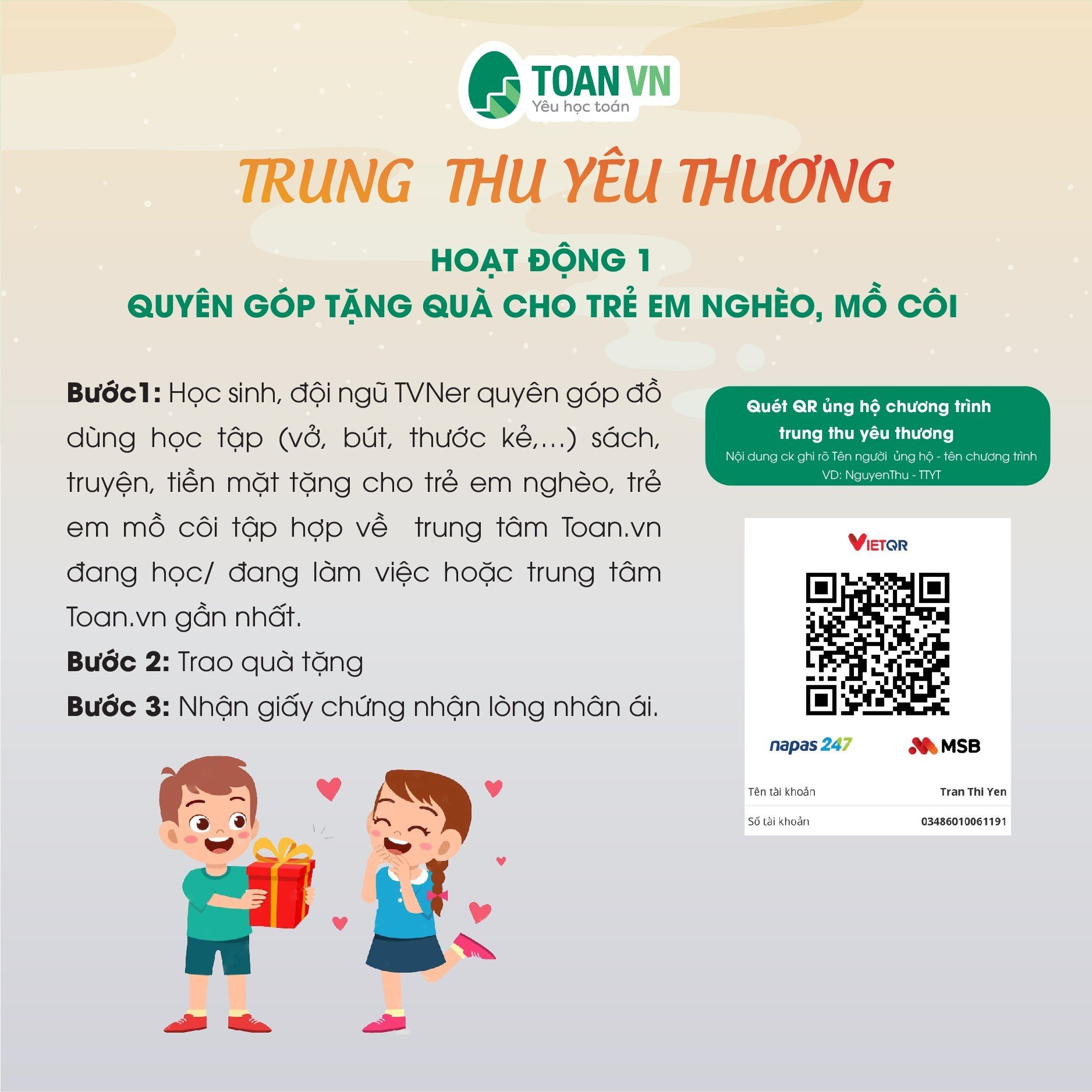 TOAN.VN PHÁT ĐỘNG CHƯƠNG TRÌNH "TRUNG THU YÊU THƯƠNG" - TOAN.VN