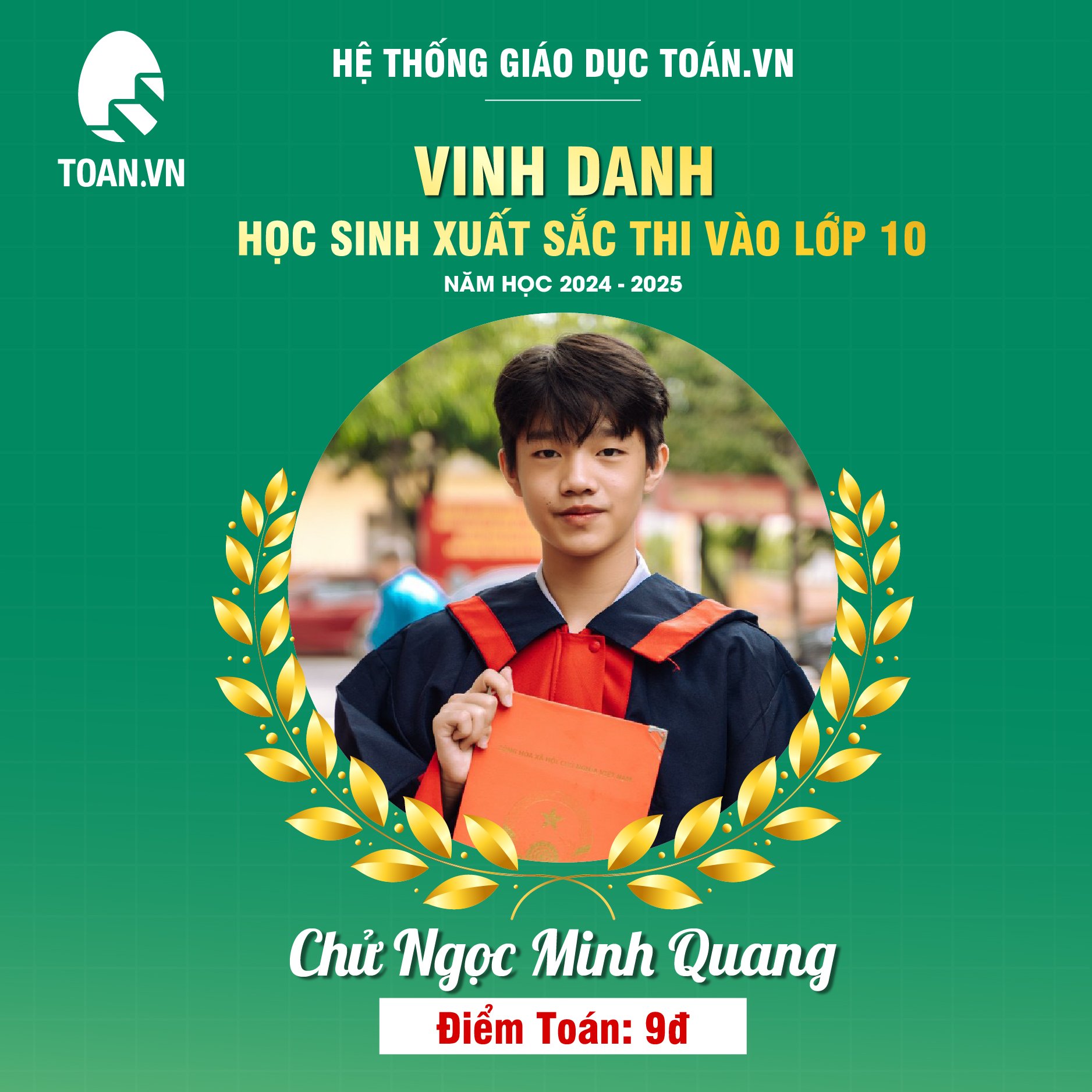 CHỬ NGỌC MINH QUANG - PHƯƠNG PHÁP TỰ TIN GIÀNH ĐIỂM 9 MÔN TOÁN TRONG KÌ ...