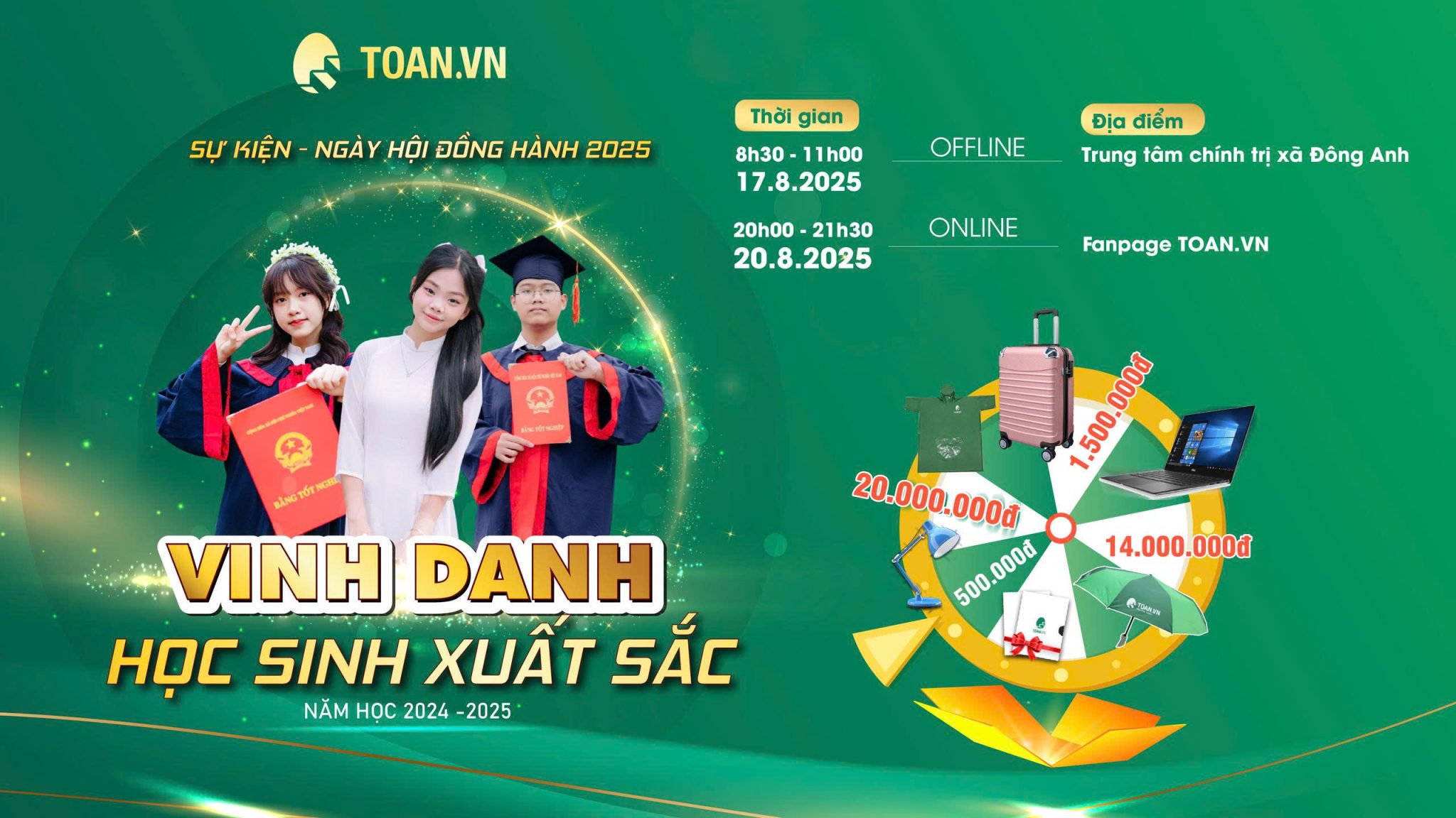 Ngày hội đồng hành 2025 – Vinh danh học sinh xuất sắc tại Toan.vn - TOAN.VN