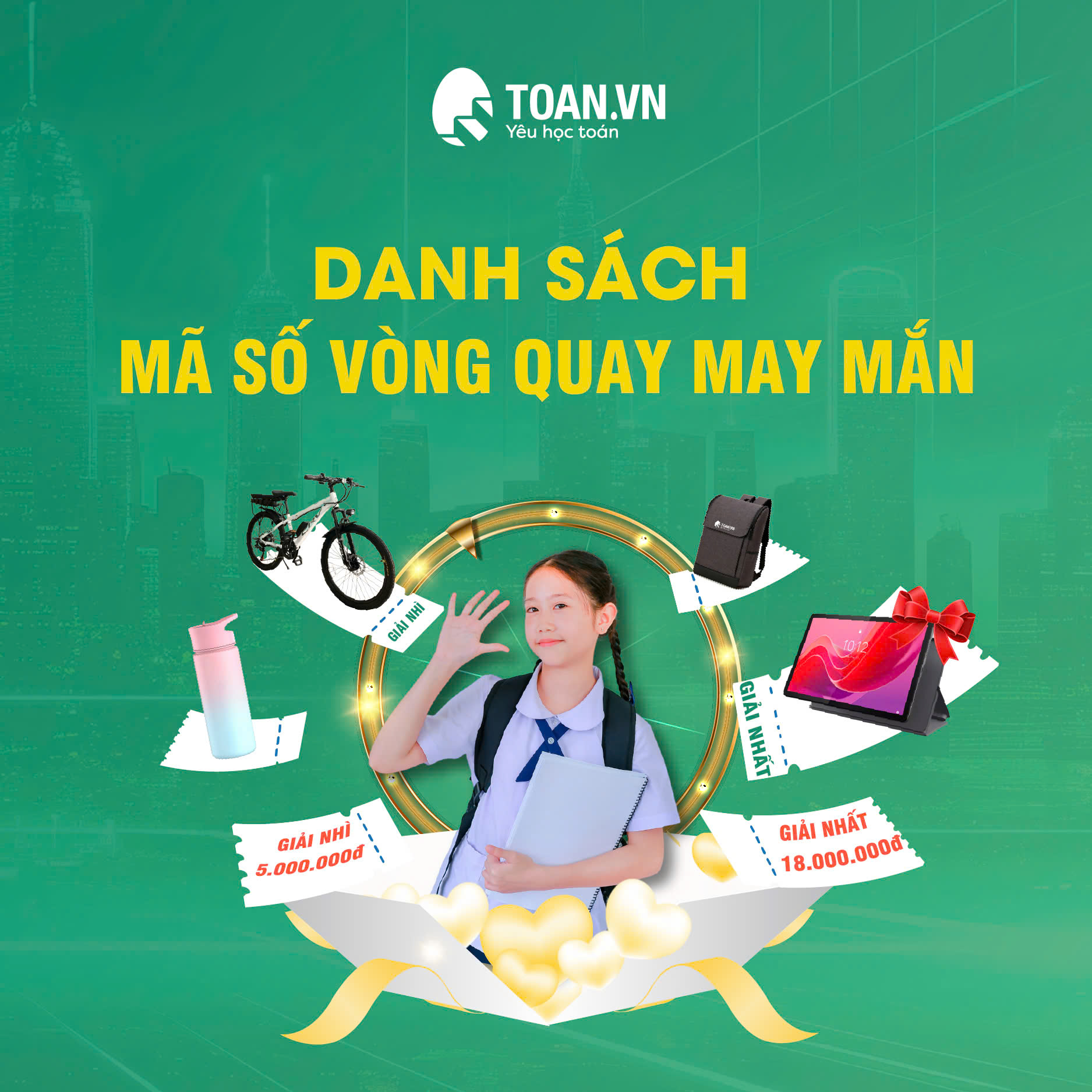 Mã số vòng quay may mắn - Mừng sinh nhật Giáo dục.vn 14 tuổi - TOAN.VN